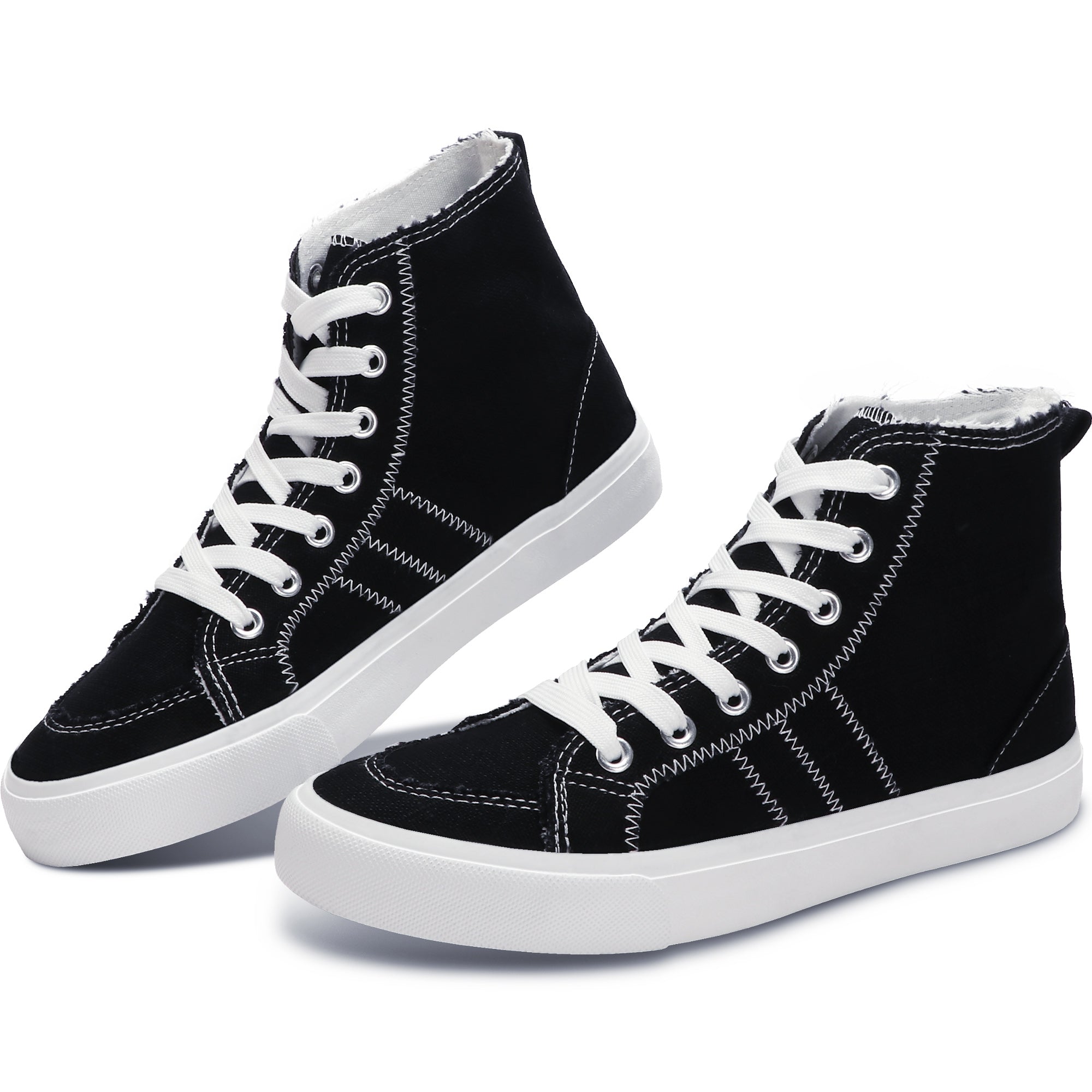 Obtaom Womens High Top Linen Shoes Play Mid Fashion Sneaker Casual Lac ...