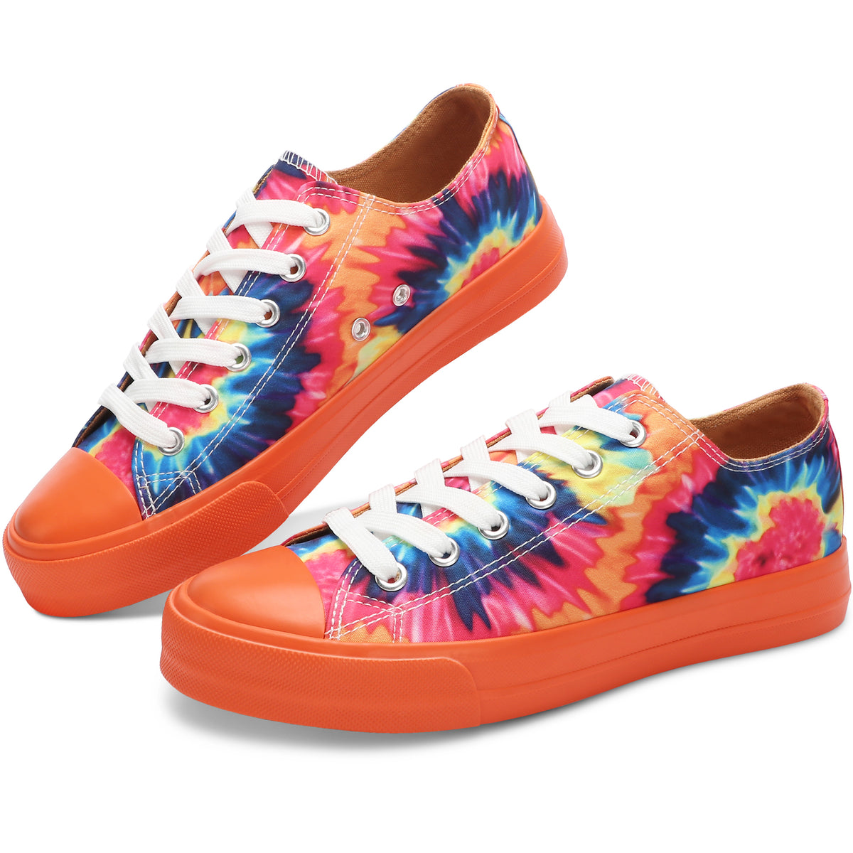 Obtaom Womens Rainbow Canvas Sneakers Orange Multi Tennis Shoes for La ...